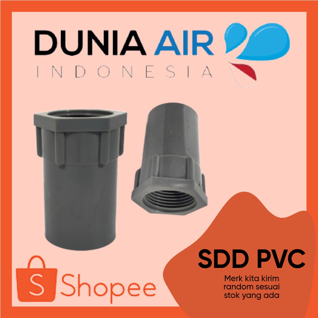 Jual SDD PVC AW 1/2" SOCKET SOKET SOK DRAT DALAM PVC 1/2 INCH IN ...