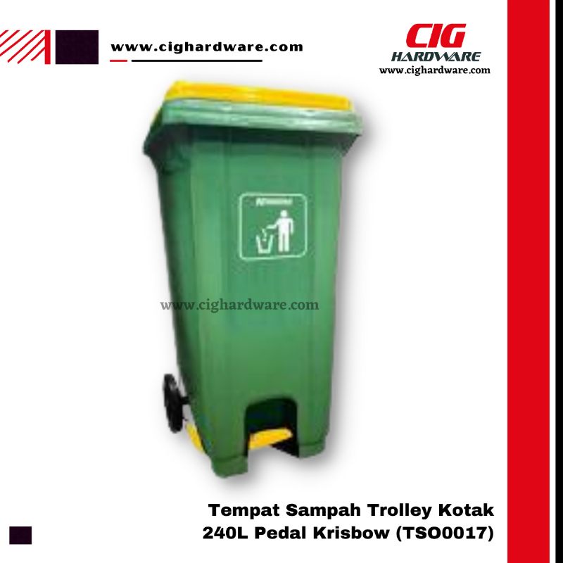 Jual Tempat Sampah Outdoor Trolley 240 Liter Pedal Krisbow | Shopee ...