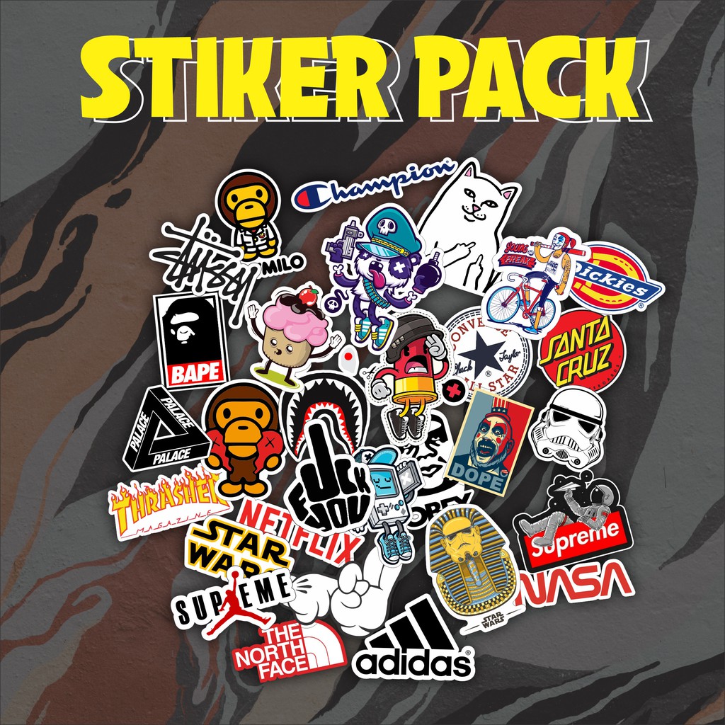 Jual STICKER PACK AESTHETIC | SUPREME | ADIDAS | NETFLIX | BAPE ...