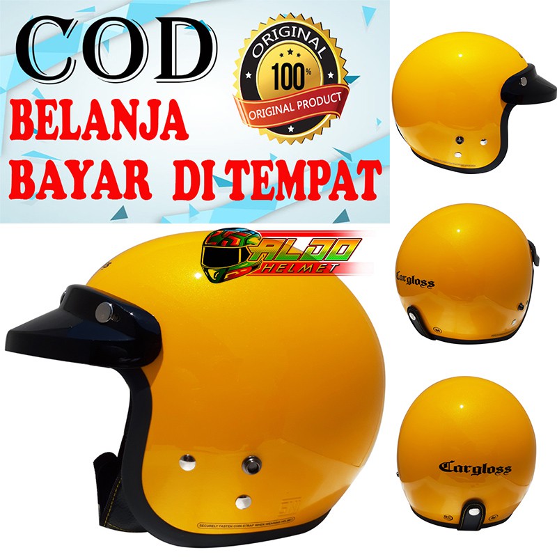 Jual HELM CARGLOSS RETRO KUNING METALIC ORIGINAL | Shopee Indonesia