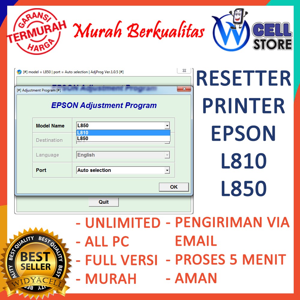 Jual SOFTWARE RESETTER / RESET / RESETER PRINTER EPSON L810 - L850 FULL VERSION BANYAK PC ...