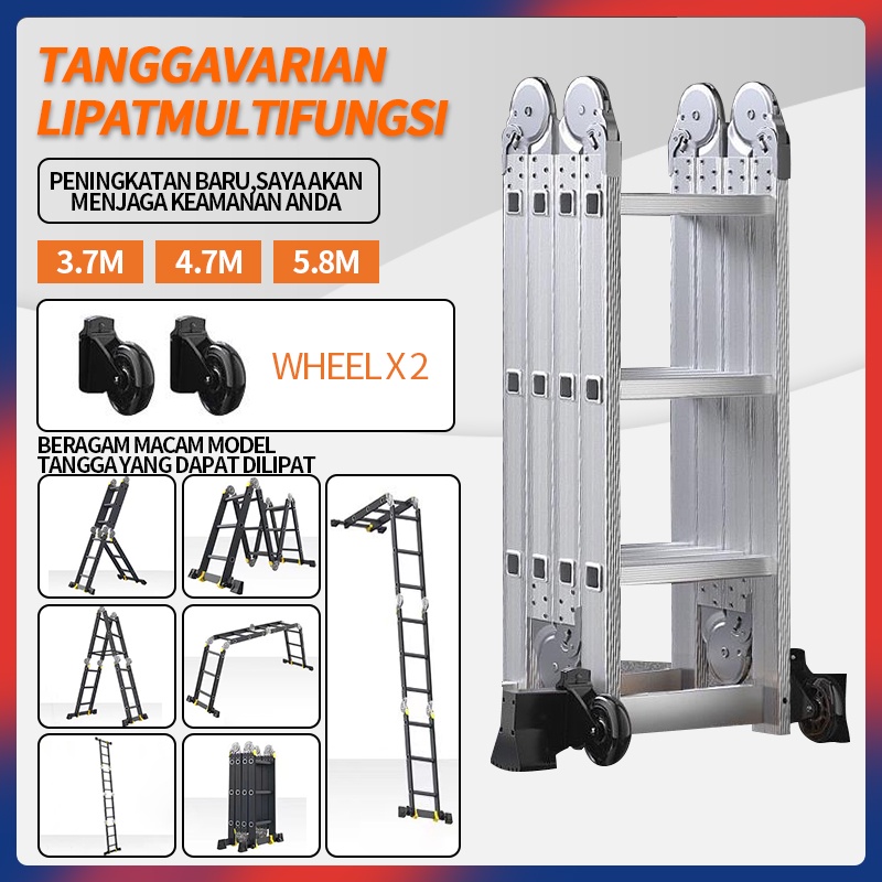 Jual Tangga Lipat 4.7M/3.7M/5.8M Meter Paduan Aluminium Teleskopik ...