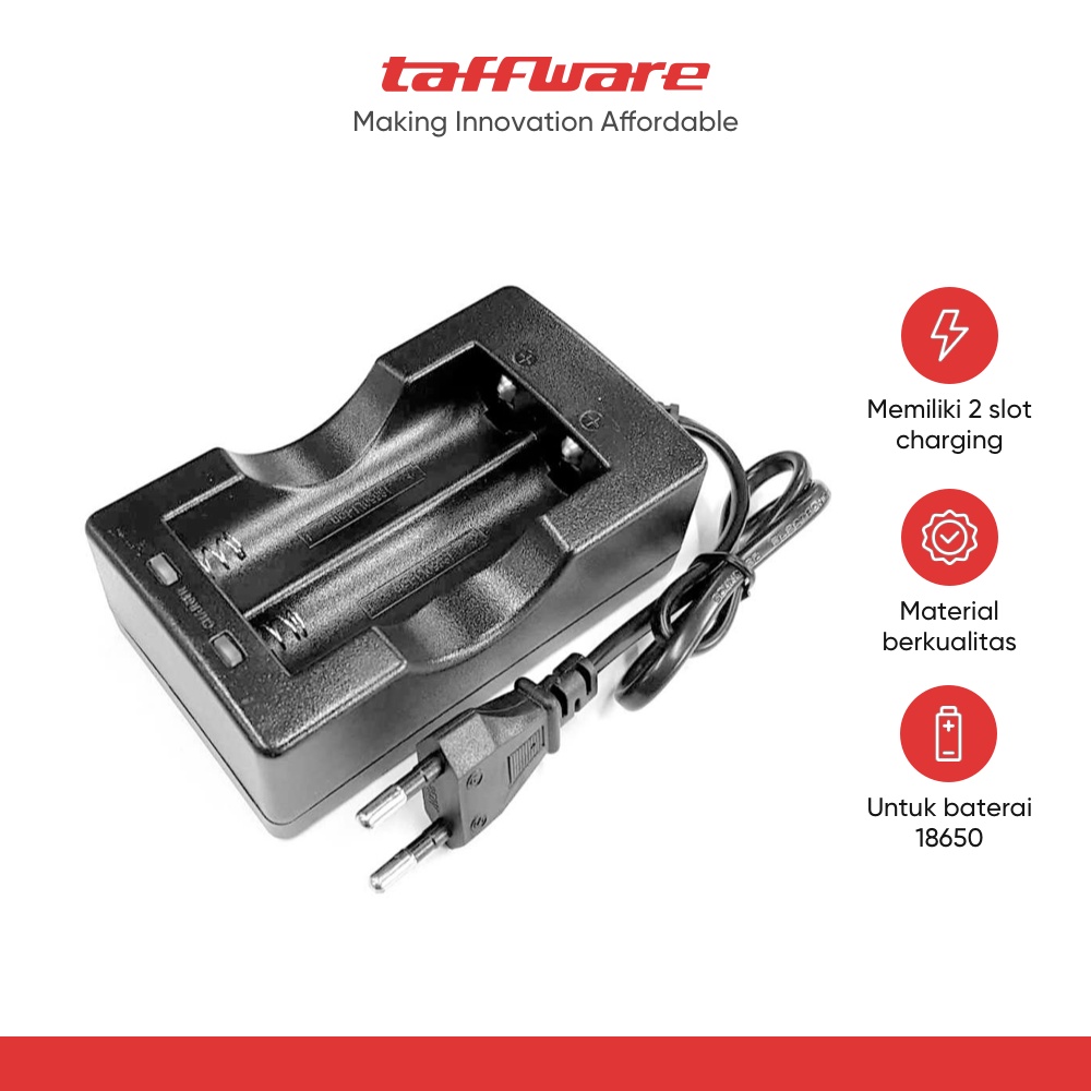 Jual Taffware Charger Baterai Cell Charger 18650 Dual Battery Slot ...