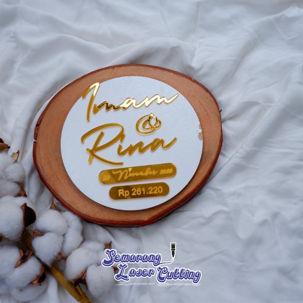 Jual nama kayu bulat tulisan akrilik hiasan mahar / scrabbook chipboard ...