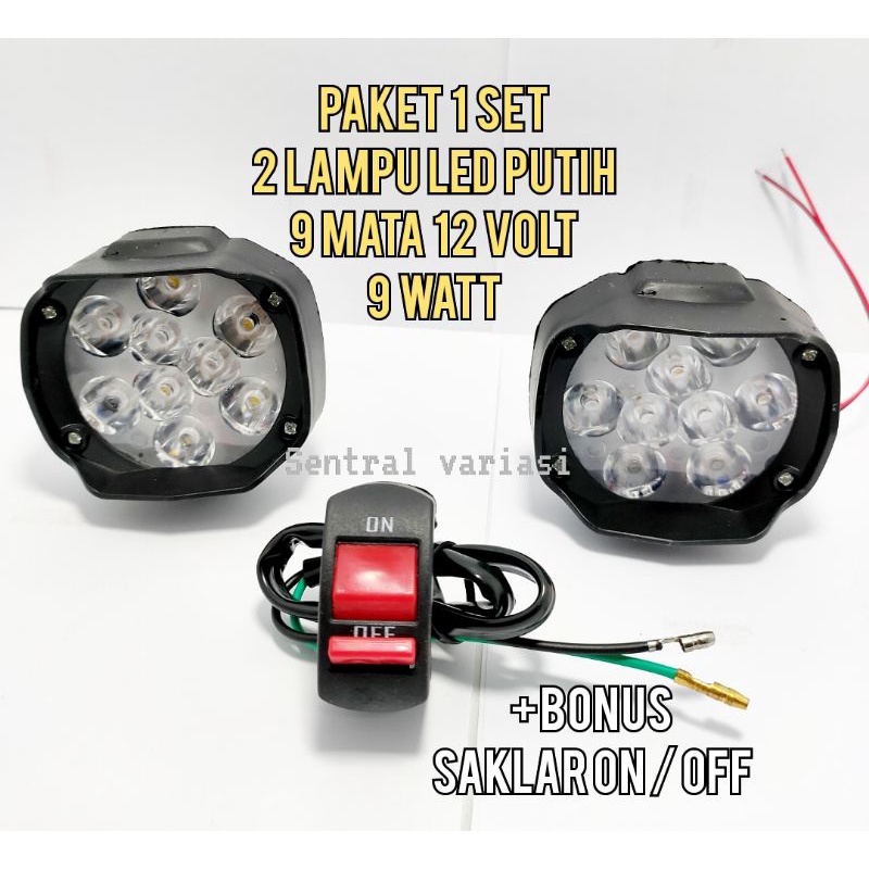 Jual SAKLAR ON OFF/ SEPASANG Lampu Tembak Sorot 9 Mata LED 12 VOLT 9 ...