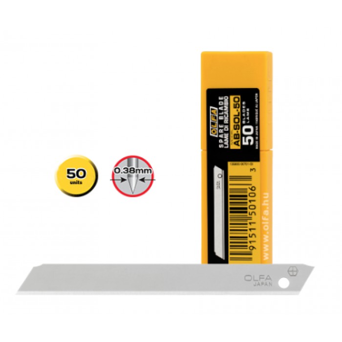 Jual OLFA AB-SOL-50 Refill Pisau Cutter Polos 9mm (50pcs/pack) Solid Blade 9 mm | Shopee Indonesia