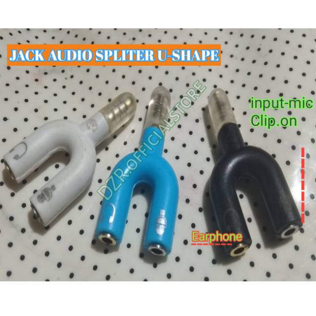 Jual JACK AUDIO SPLITER U-SHAPE 2in1mic Audio jack 3,5mm | Shopee Indonesia