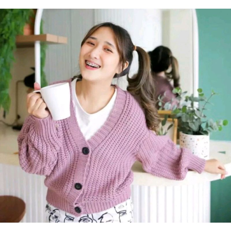 Jual Cardigan Rajut Crop Oversize Premium basic outwear (7 GET) kardigan rajut kro cardigan krop ...