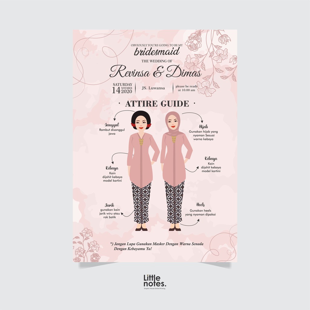 Jual Bridesmaid Card / Attire Guide Card | Shopee Indonesia