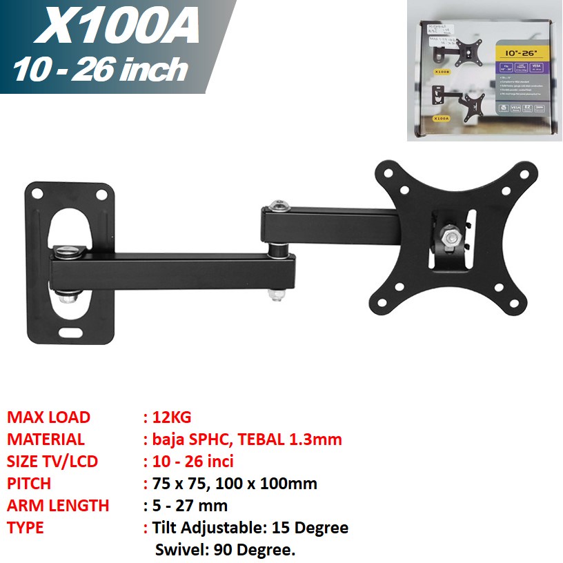 Jual MBOISGET - UNIVERSAL LCD TV BRACKET SWIVEL PUTAR ADJUSTABLE Braket ...