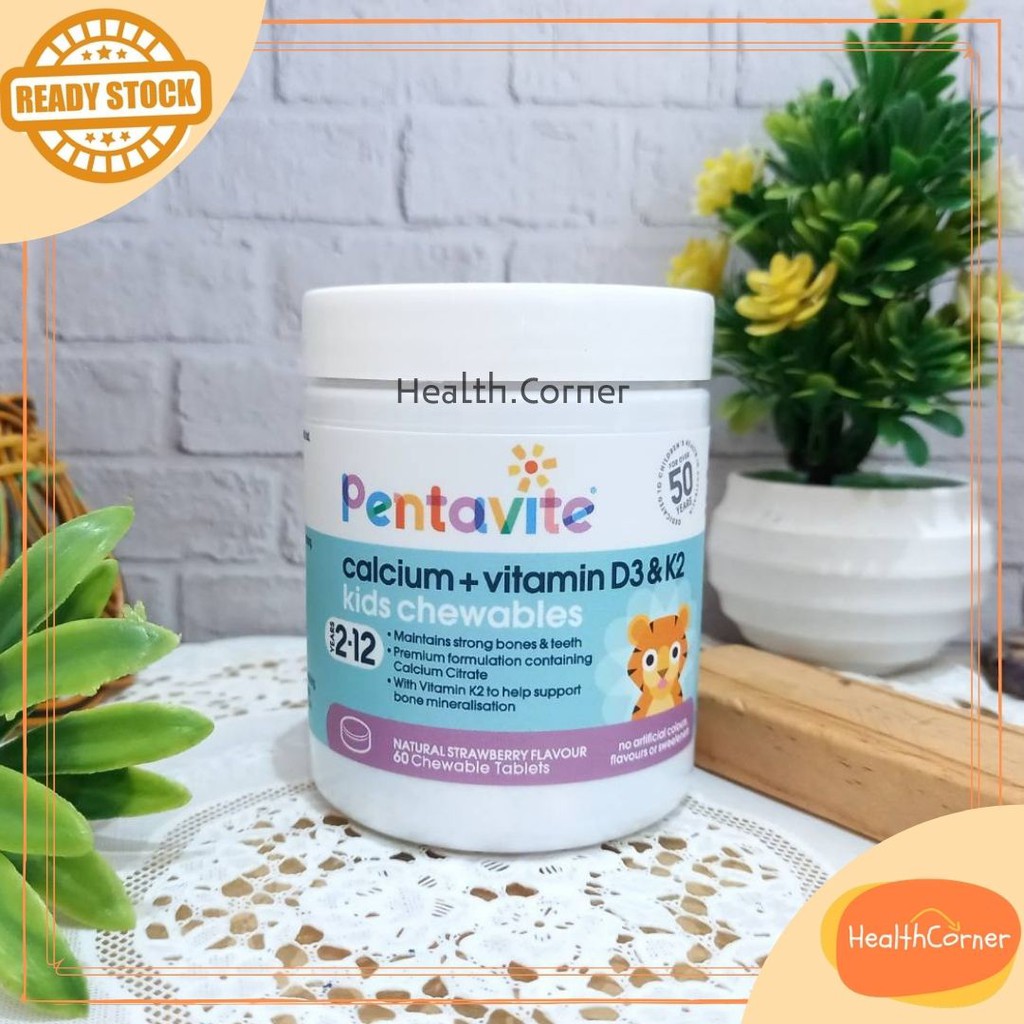 Jual Pentavite Calcium + Vitamin D3 & K2 Kids 60 Chewable 2-12tahun ...