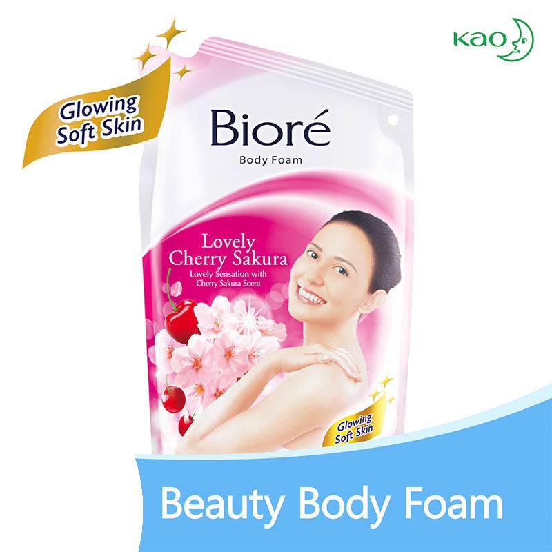 Jual Biore Body Foam Lovely Cherry Sakura - REFILL 450ml | Shopee Indonesia