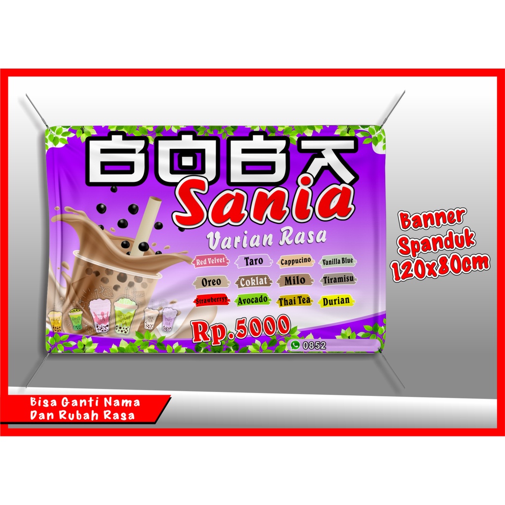 Jual Cetak spanduk Minuman BOBA, banner minuman boba ukuran 120x80 cm ...