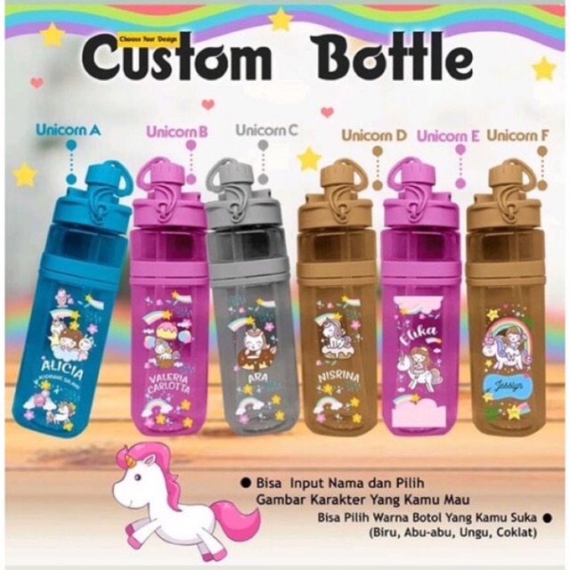 Jual Custom Bottle / Botol Minum Free Input Nama Gratis Printing UV ...