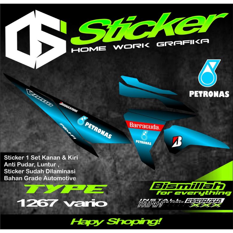 Jual 01267 Sticker Striping Stiker Vario 125 & 150 2015 - 2017 Petronas ...