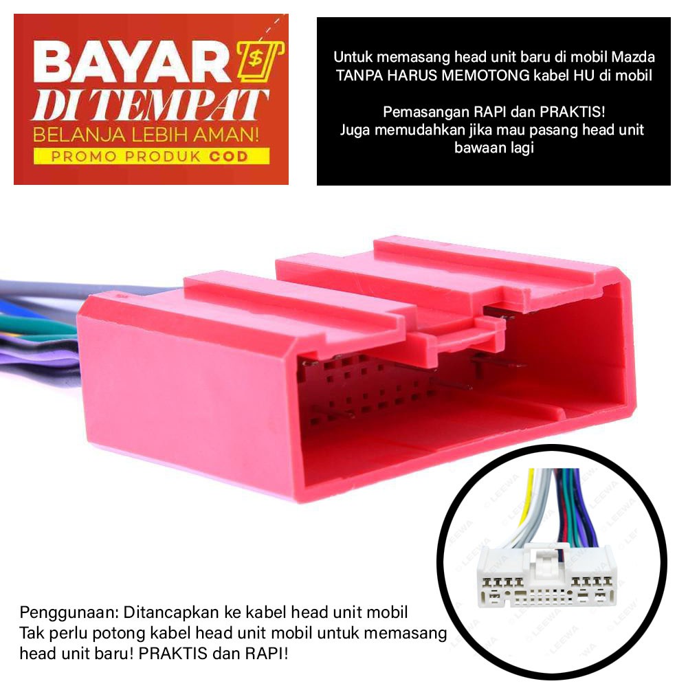 Jual Kabel Socket Konverter Colokan Head Unit Mazda utk Pasang Headunit ...
