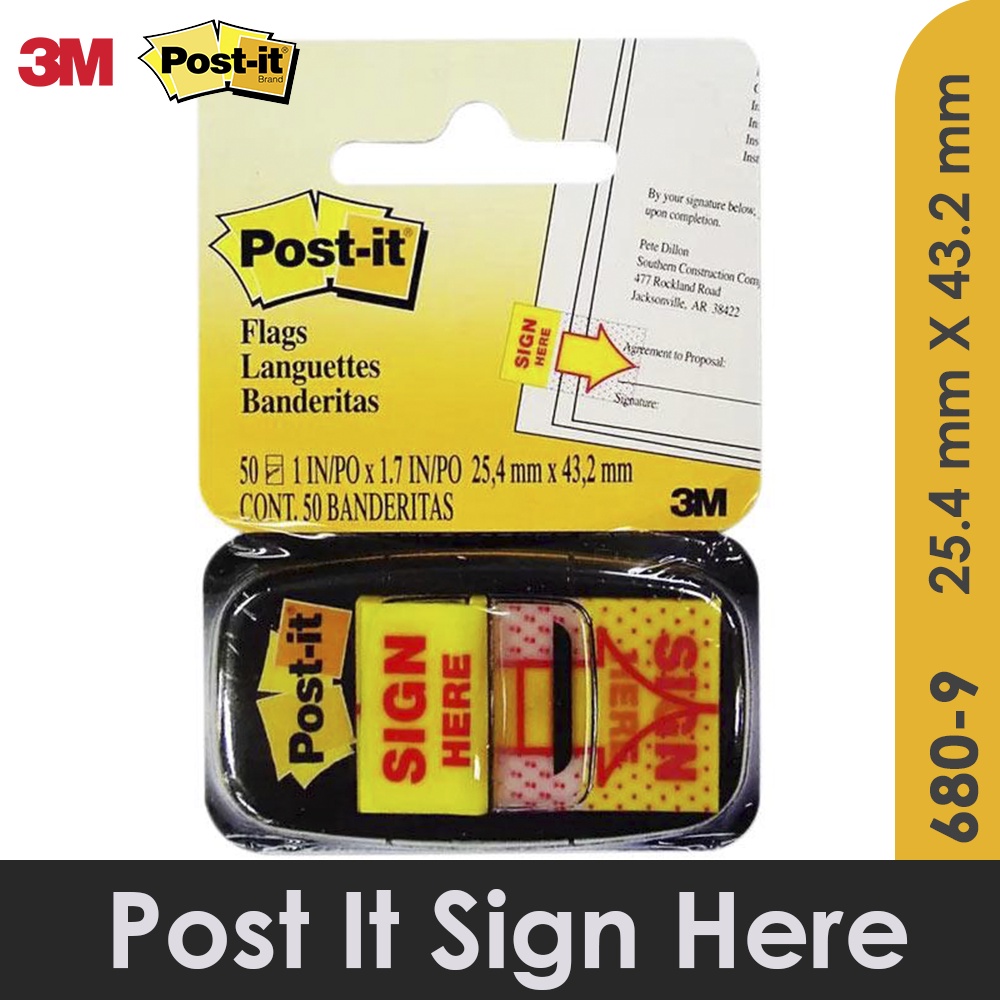 Jual Pusapu Post It 3M Sign Here 680-9 Sticky Note | Shopee Indonesia