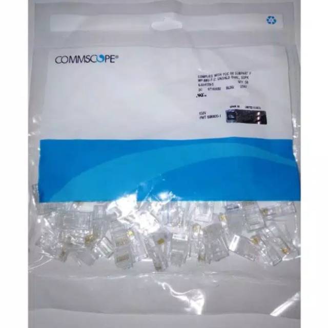 Jual Konektor RJ45 Commscope Cat5e Per Pack Isi 50 pcs Connector RJ 45 | Shopee Indonesia