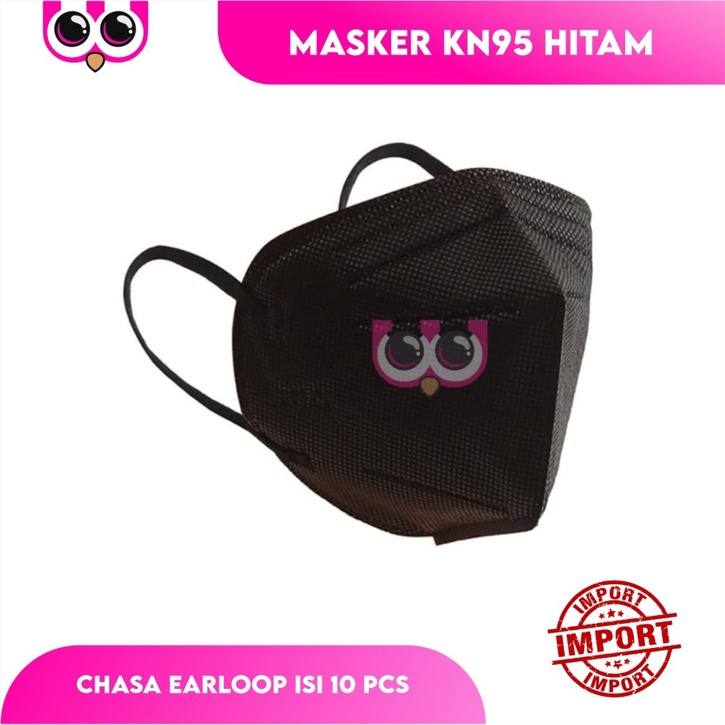 Jual [ HITAM KN95 ] MASKER KN95 HITAM EARLOOP ISI 10 PCS / MASKER ...