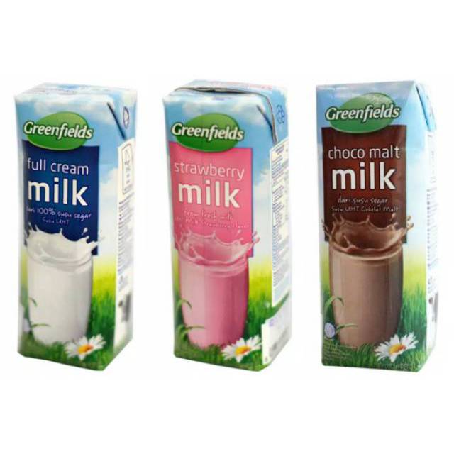 Jual Susu UHT Fresh Milk Greenfields Greenfield Full Cream Choco Malt Strawberry Coklat 250ml ...