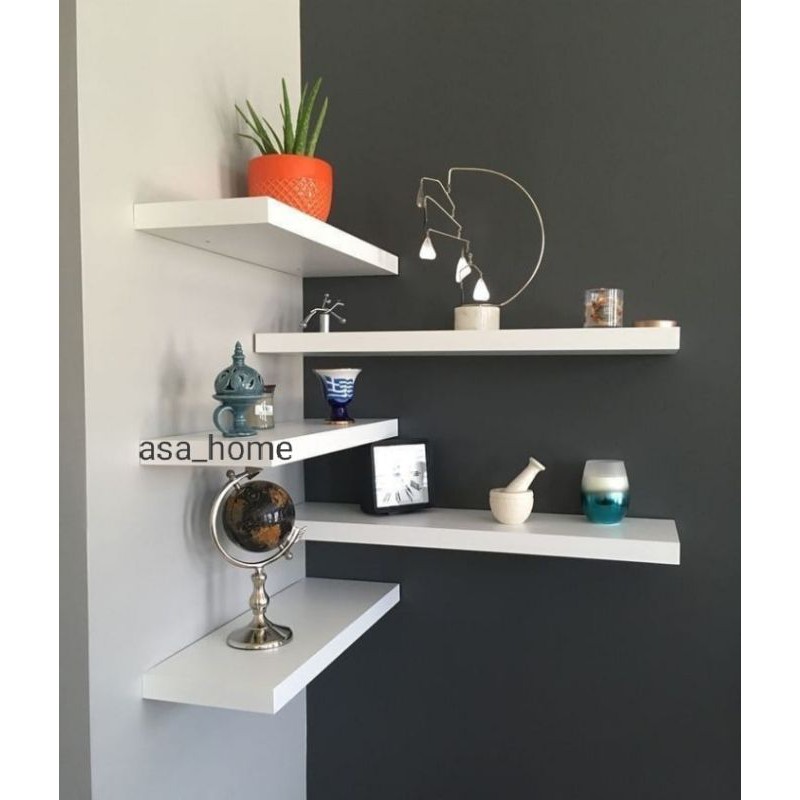 Jual Rak dinding minimalis Rak gantung Tembok 50cm 1set isi 5pcs ...