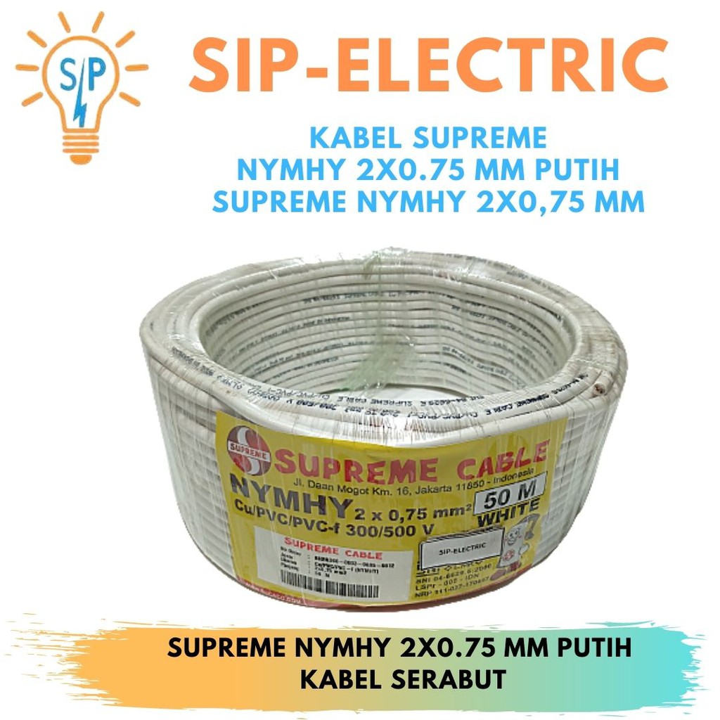 Jual Kabel Supreme Nymhy 2X0.75 Mm Putih (1 Roll 50 Meter) | Shopee Indonesia