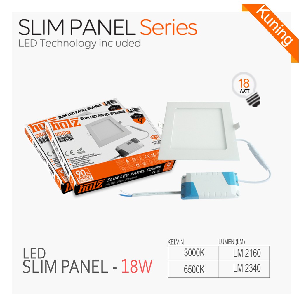 Jual Lampu LED HOLZ Slim Panel Square 18 Watt Kuning LED DOWNLIGHT ...