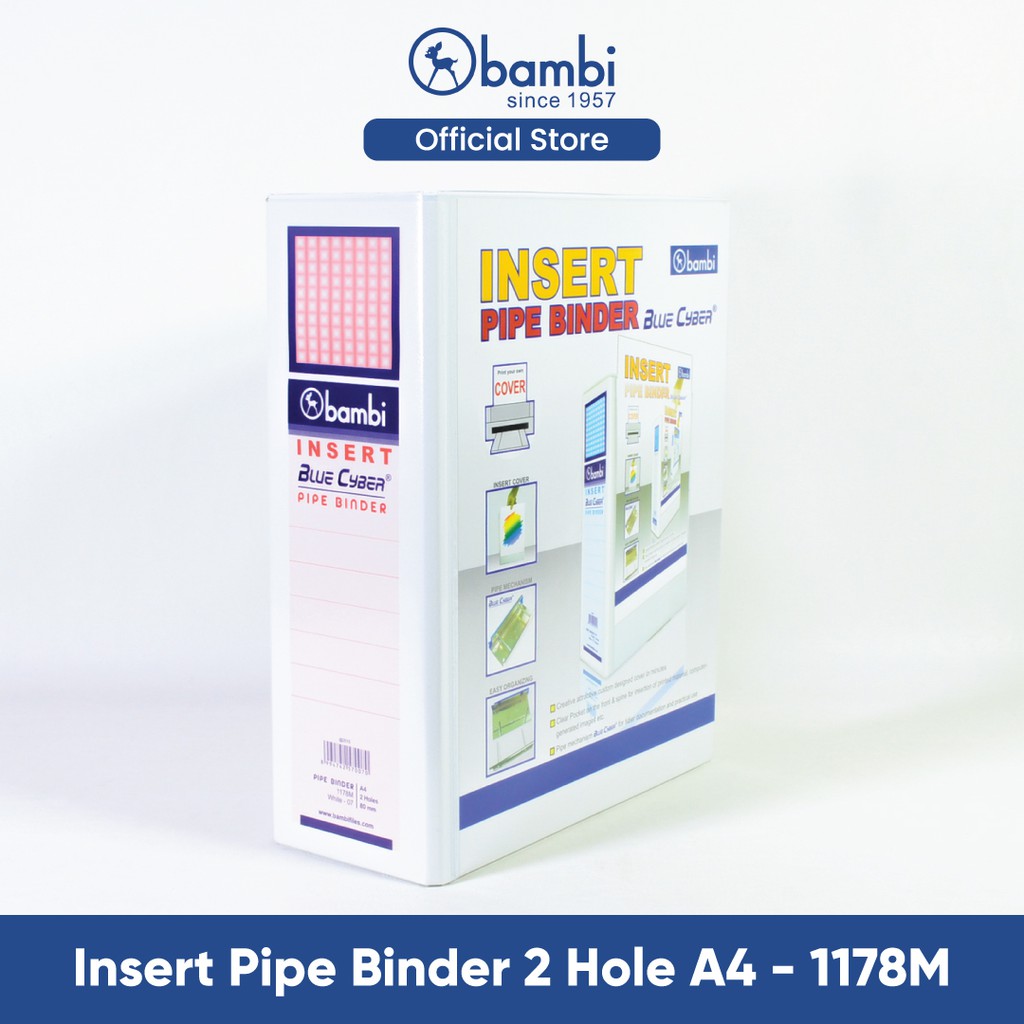 Jual Bambi Insert Pipe Binder A4 2 Holes All Color Jumbo Size 80 mm ...
