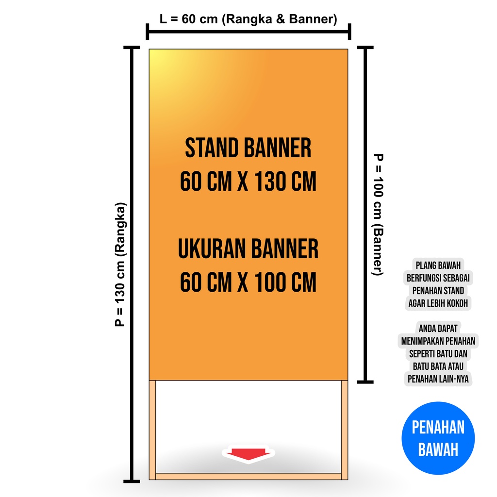 Jual Standing Banner Kayu Segitiga [Rangka + Banner Terpasang] 2 sisi ...