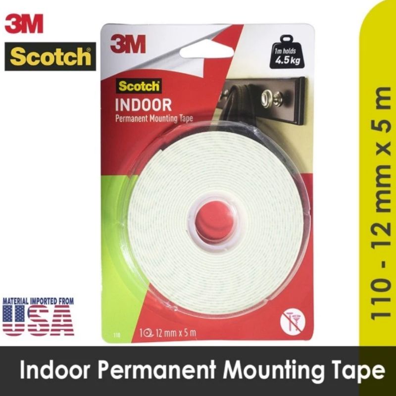 Jual 3M Scotch CAT110-5A Mounting Double Tape Indoor varian 12mm dan 24mm x 5m maks 4,5kg ...