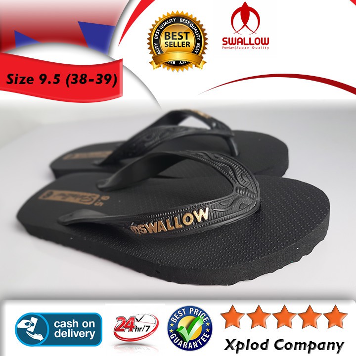 Jual (Ukuran 39) Sandal Jepit Swallow Black Gold Sendal Japit Hitam ...