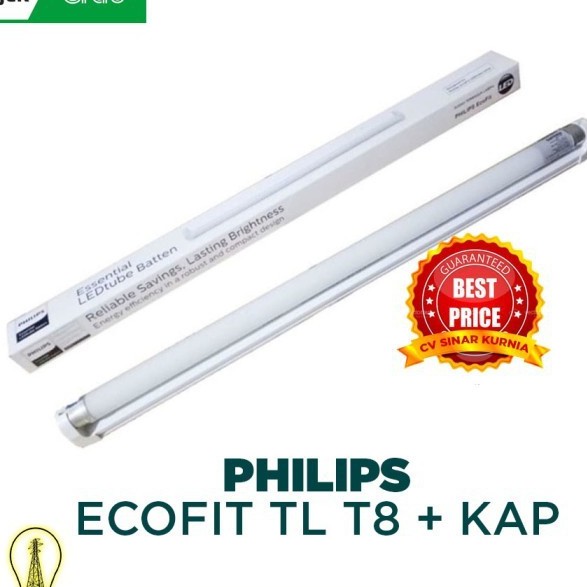 Jual INSTANT ONLY PHILIPS TL ECOFIT T8 16W PUTIH BN 010C LED TUBE BATTEN + Kap 1 set | Shopee ...