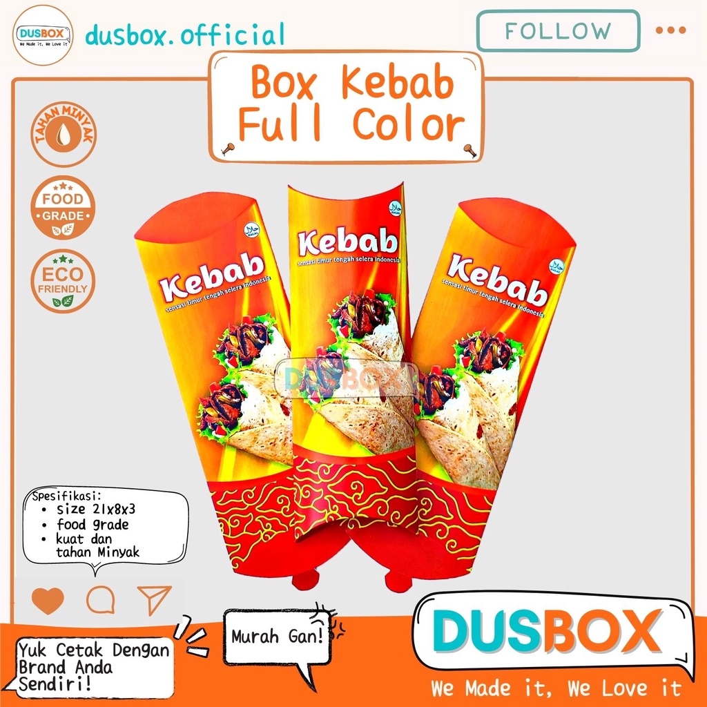 Jual Box Kemasan Kebab Full Color / Dus Kebab / Kemasan Kebab / Box ...