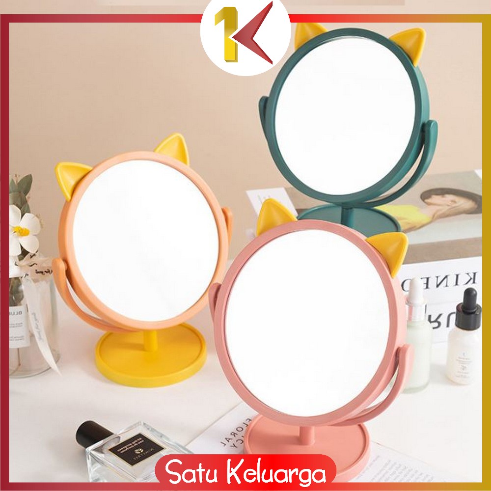 Jual SK-K88 Cermin Make Up Motif Kuping Kucing / Kaca Make Up Bulat ...