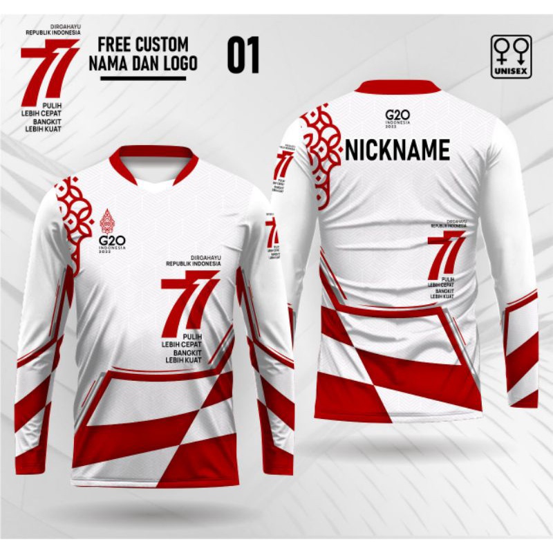 Jual Jersey HUT RI 77 baju 17 agustusan kemerdekaan republik indonesia lengan panjang | Shopee ...