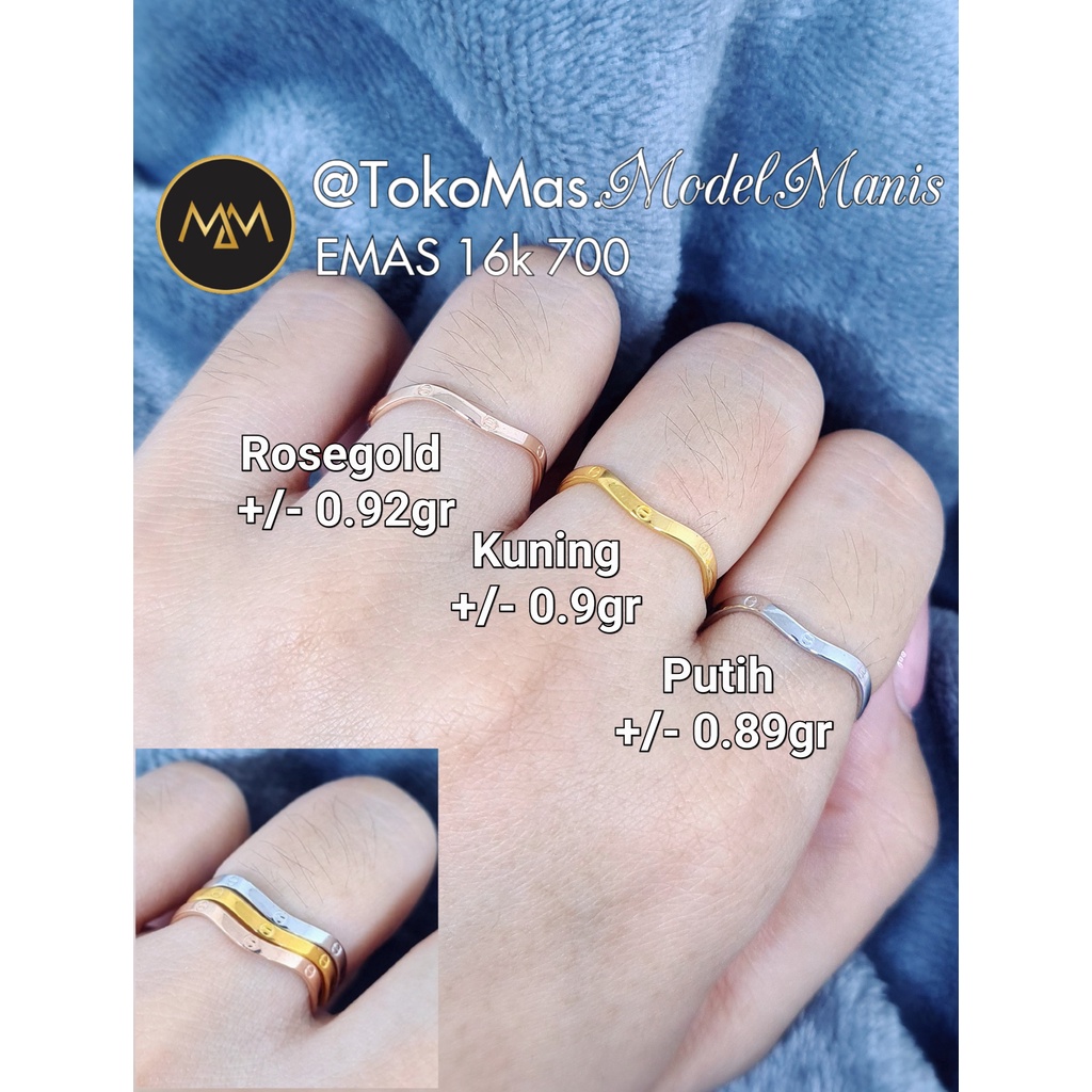 Jual Cincin Stack Ring Cartie* Gelombang Rosegold putih kuning emas 700 ...