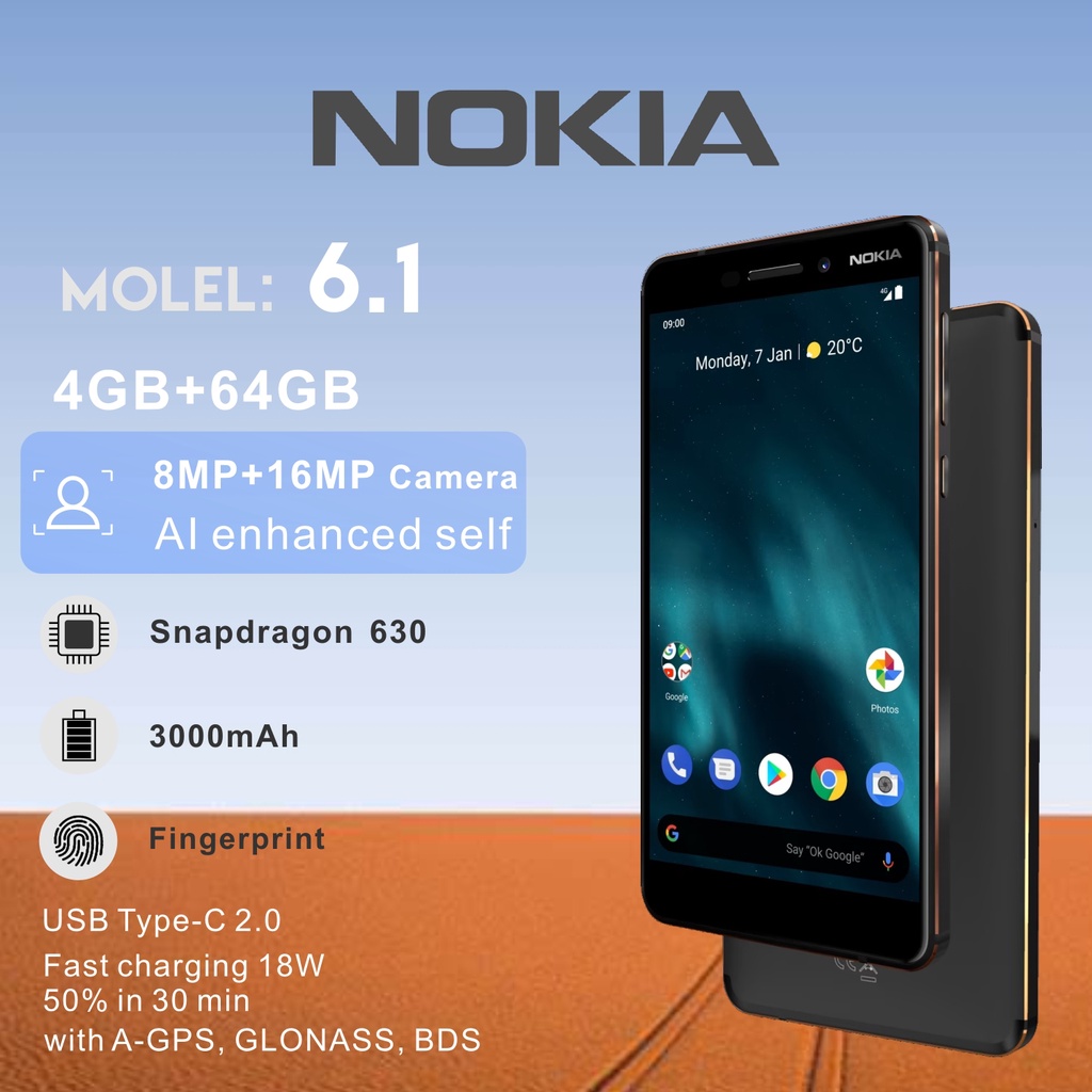 Jual (original) Nokia 6.1 type-c 8MP+16MP4GB+64GB rom Dual Sim hp murah ...