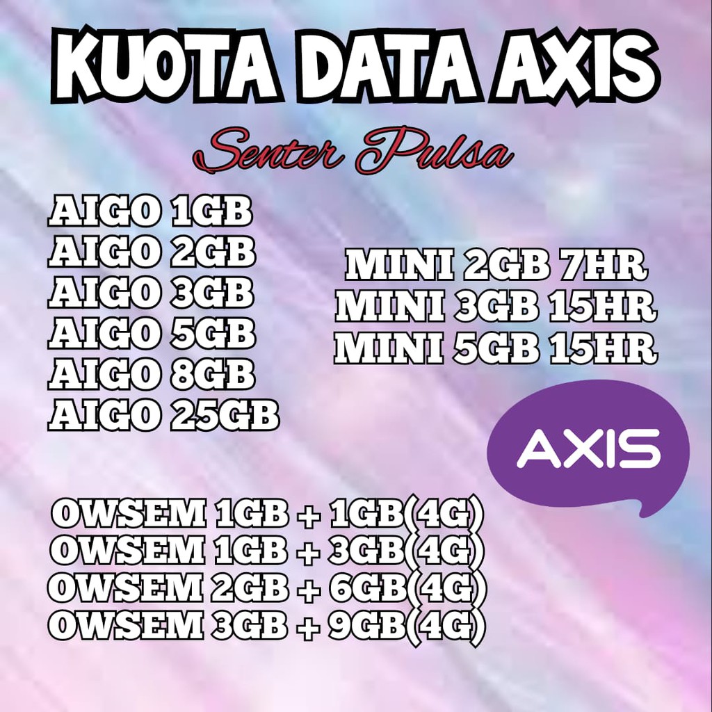 Jual [MURAH] PAKET DATA AXIS MURAH KUOTA DATA AIGO 1GB, 2GB, 3GB, 4GB ...