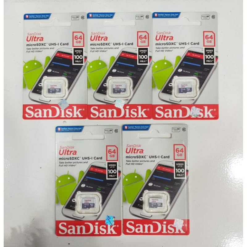 Jual Memory Mmc Micro Sandisk Ultra 64GB Class 10 speed 100 original ...