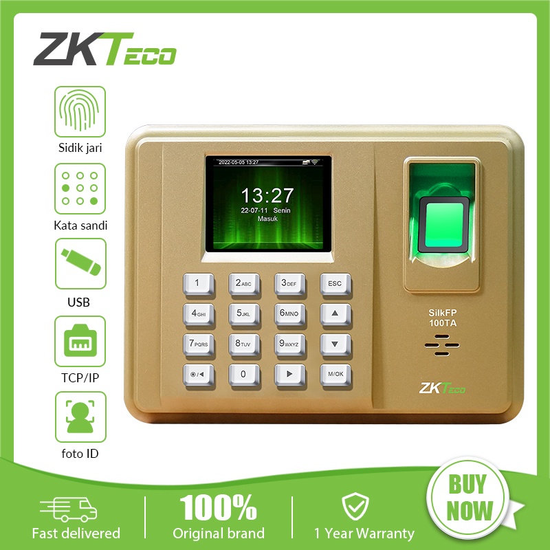 Jual SILK-FP100 TA ZKTeco Mesin Absensi Sidik Jari Garansi satu tahun Bahasa Indonesia USB/LAN ...