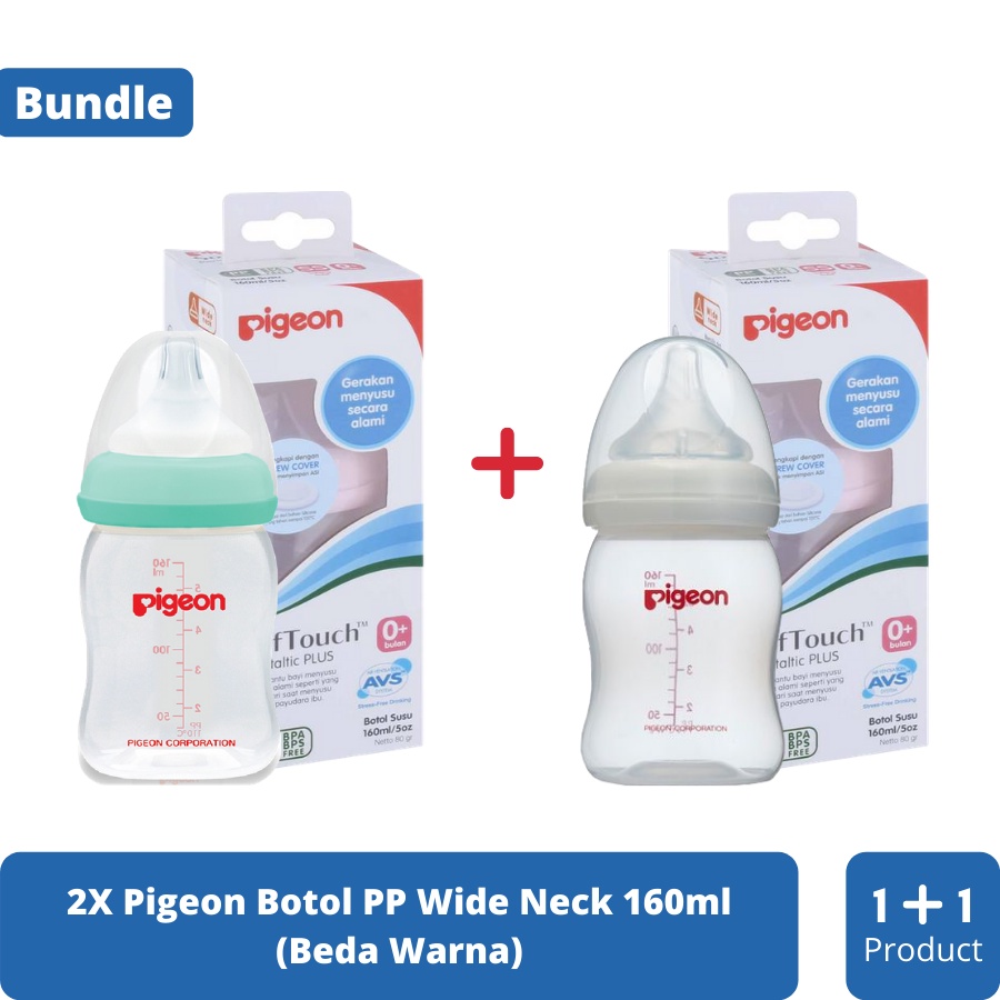 Jual Pigeon Botol Susu Bayi Wide Neck 160ml 2 pcs Peristaltic Plus Anti Kolik BUNDLE | Shopee ...