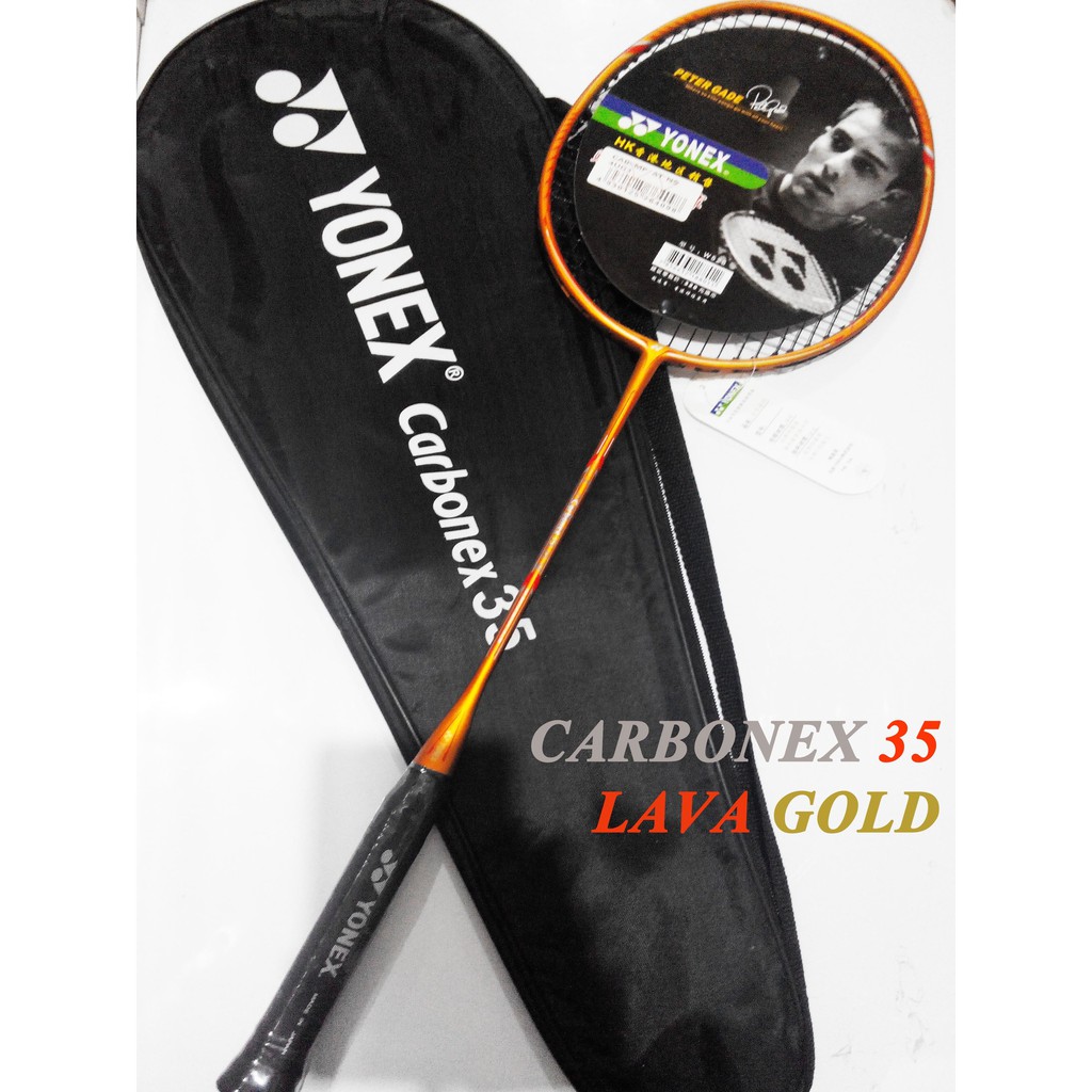 Jual Raket Bulutangkis Terbaru Raket Carbonex 35 LAVA GOLD EXTENDED Edition Extra Bonus Yonex ...