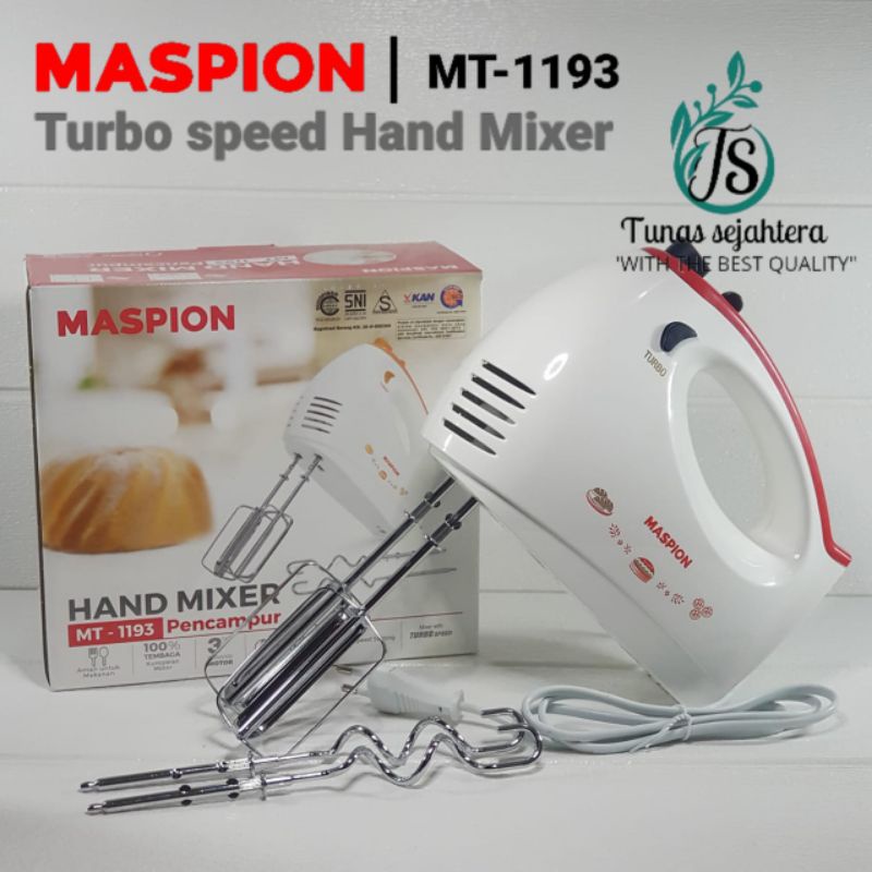 Jual Hand Mixer Maspion Mt 1193 Turbo 5 Speed Pengaduk Adonan Kue Roti