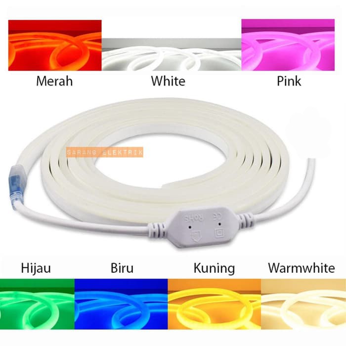 Jual DC 12V Neon Flex LED Selang Flexible Sign Strip Fleksibel Paket 5M ...