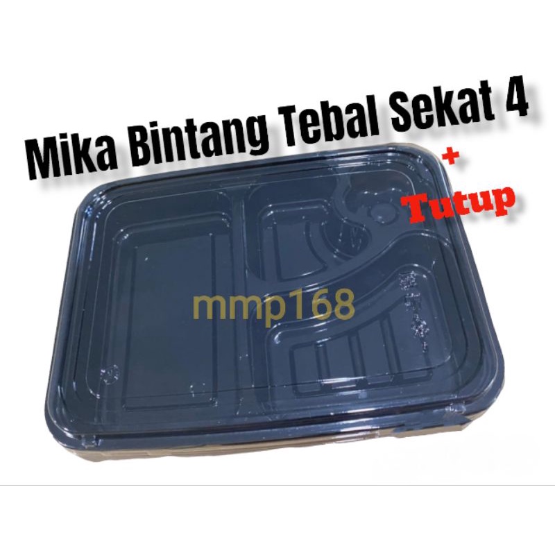 Jual Mika Box Bento Hitam + Tutup Tebal Eceran / Tray Bento Bintang ...