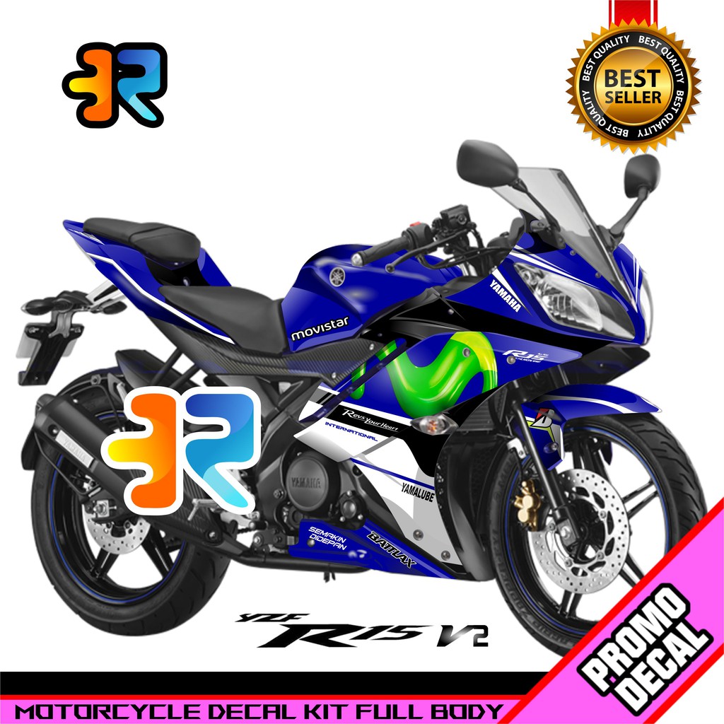 Jual Stiker Striping Decal Sticker Motor R15 V2 Desain Movistar Full ...