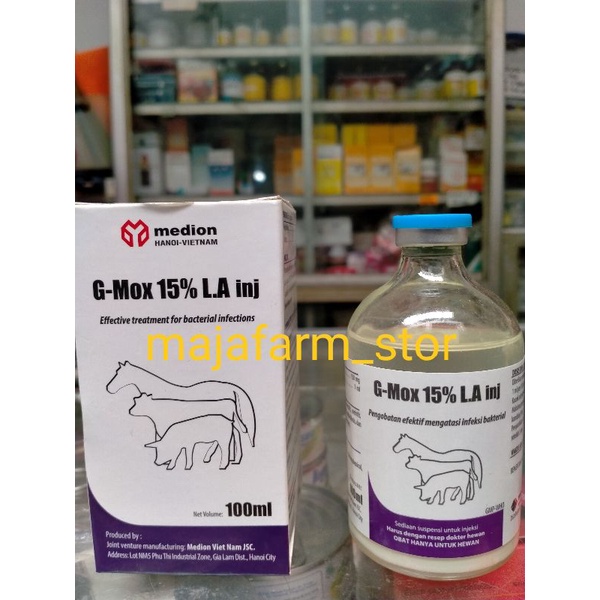 Jual G-MOX 15% LA Inj 100 ml-Obat Infeksi Ternak Kambing/Sapi/Kuda/Babi ...
