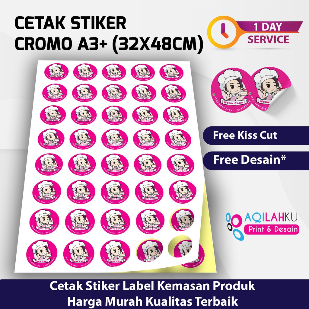 Jual Cetak Plus Cutting Stiker Label Kromo A3+ (TANPA MINIM ORDER ...