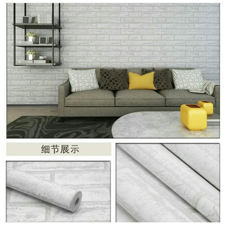 Jual Bata putih wallpaper dinding 10 meter stiker dinding murah ...