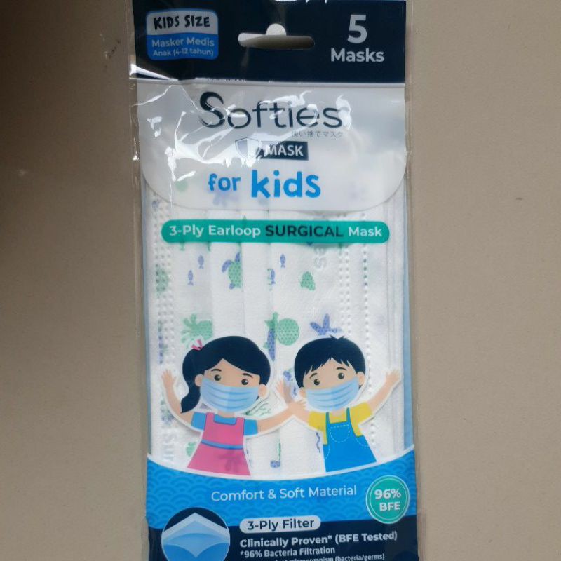 Jual Softies mask isi 5 / surgical isi 30 / masker anak / masker hijab ...